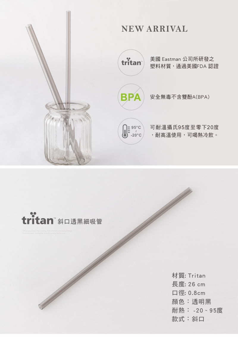 【Oolab】Tritan 斜口透黑吸管 (粗/細) | meimaii 美賣
