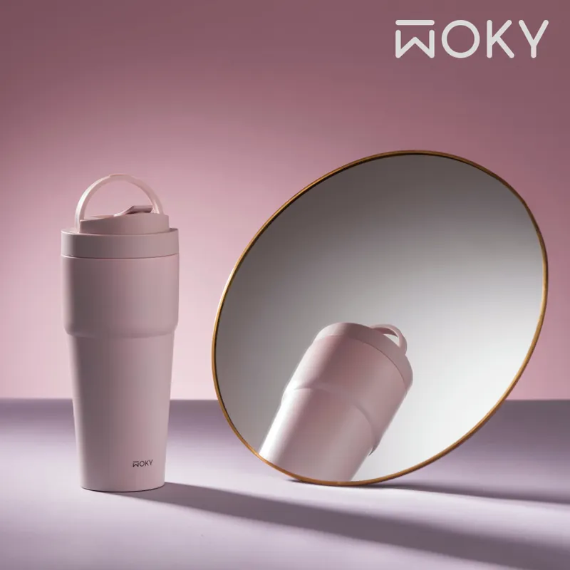 【WOKY】渾圓杯-雙層陶瓷 750ml (附贈矽膠吸管) | meimaii 美賣
